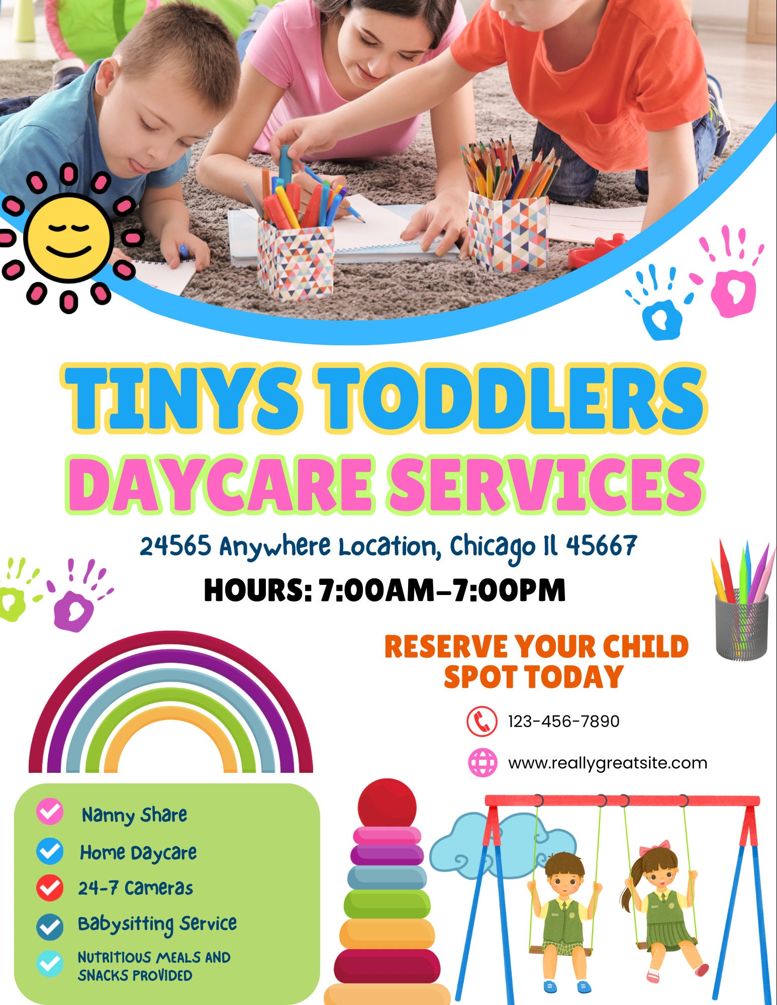 Childcare Services Flyer, Daycare , Babysitting , Canva Template ...