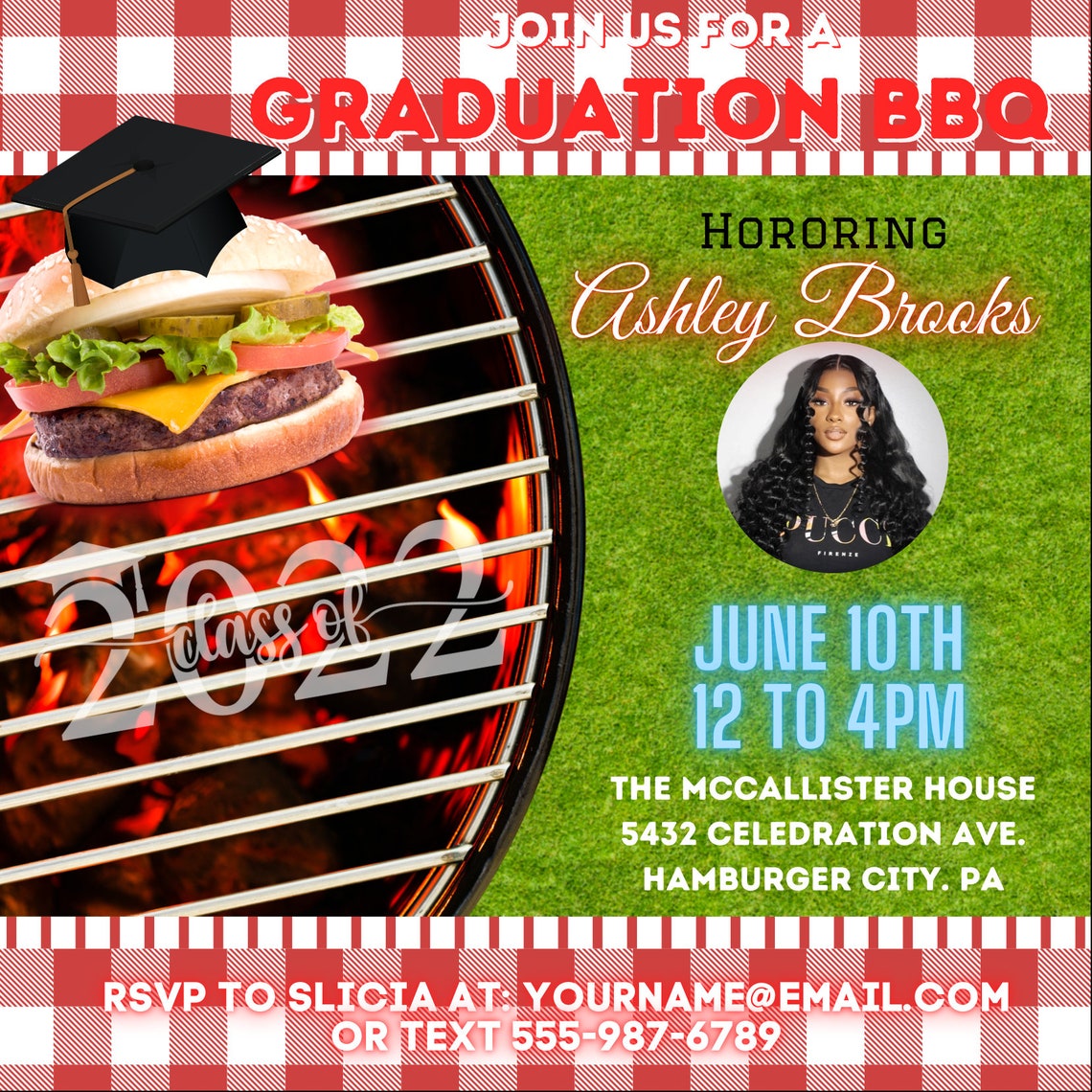 Graduation Backyard Barbecue BBQ Party Cookout Invitation,edit With ...