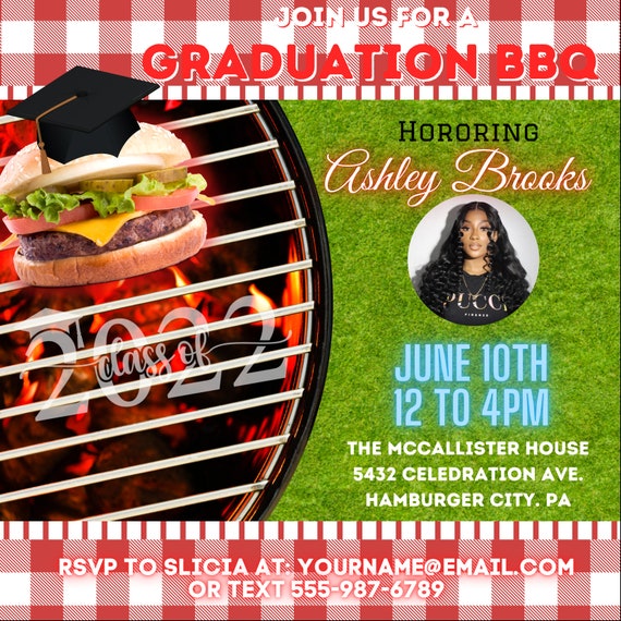 Graduation Backyard Barbecue BBQ Party Cookout Invitationedit | Etsy
