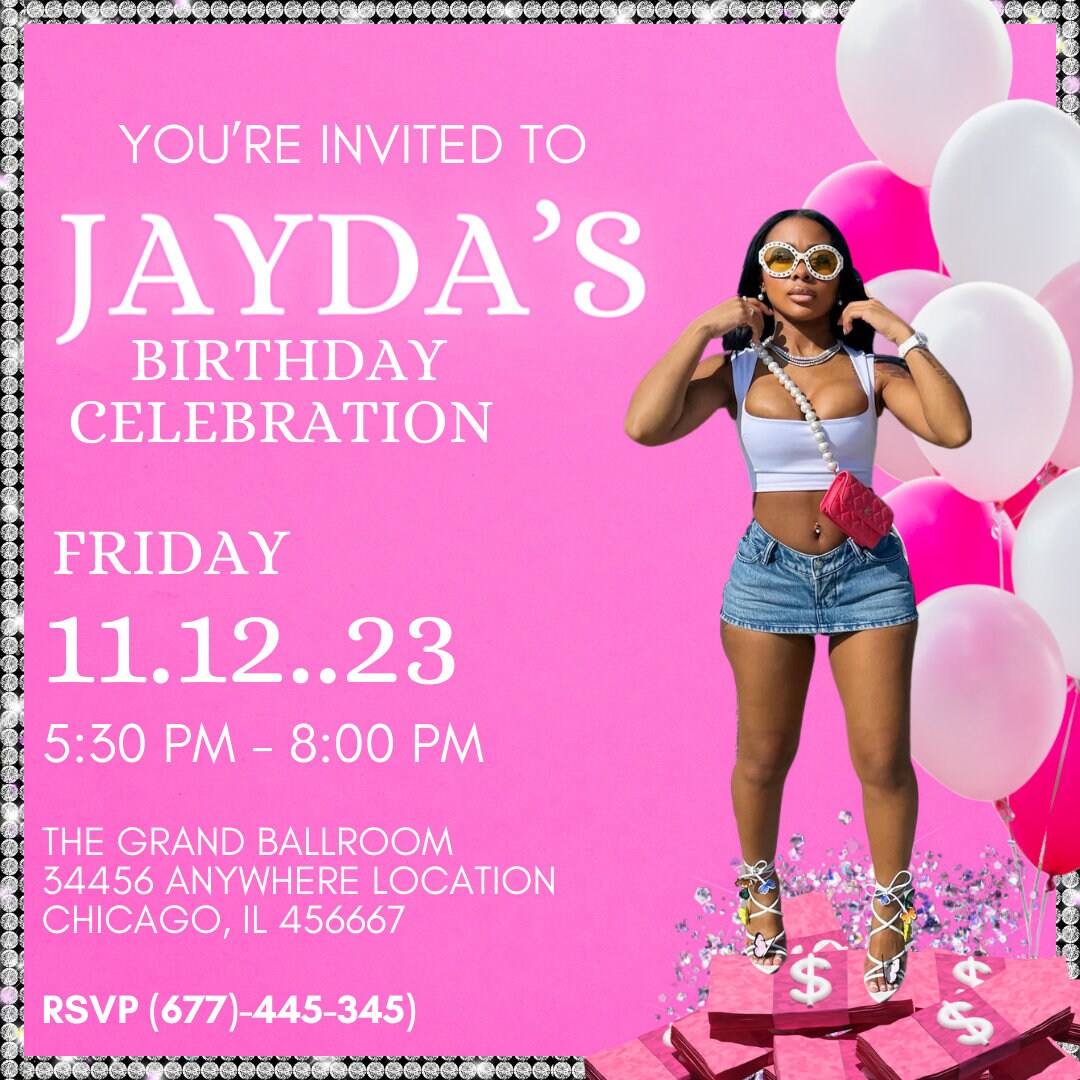 Editable Birthday Invitation, Canva Tem, Instant Download, Digital ...