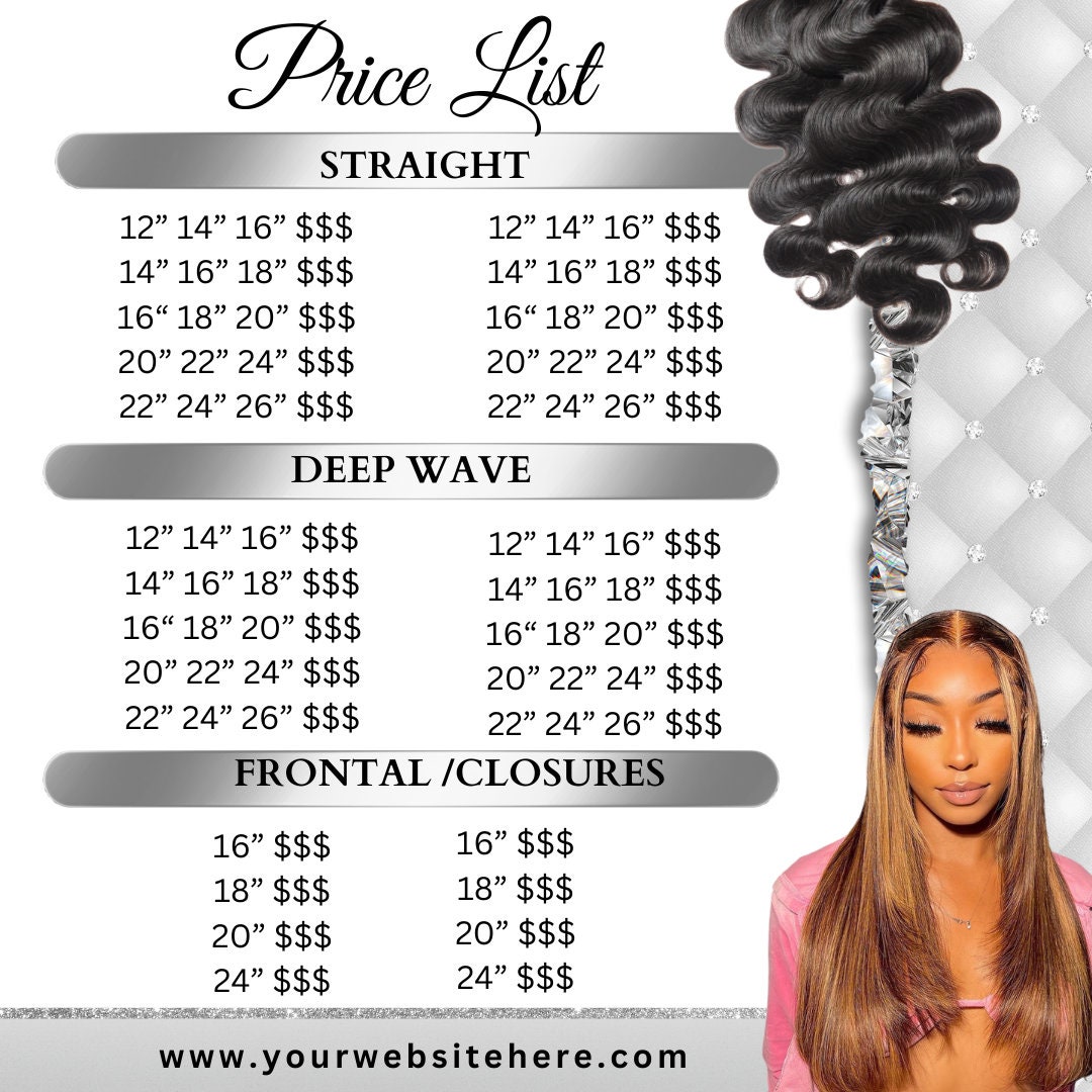Hair Price List Flyer, Social Media Flyer, Hair Pricelist Template ...