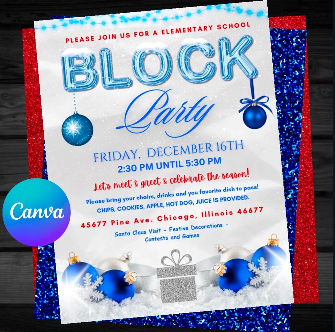 Christmas Block Party Invitation , Digital Download, Printable ...