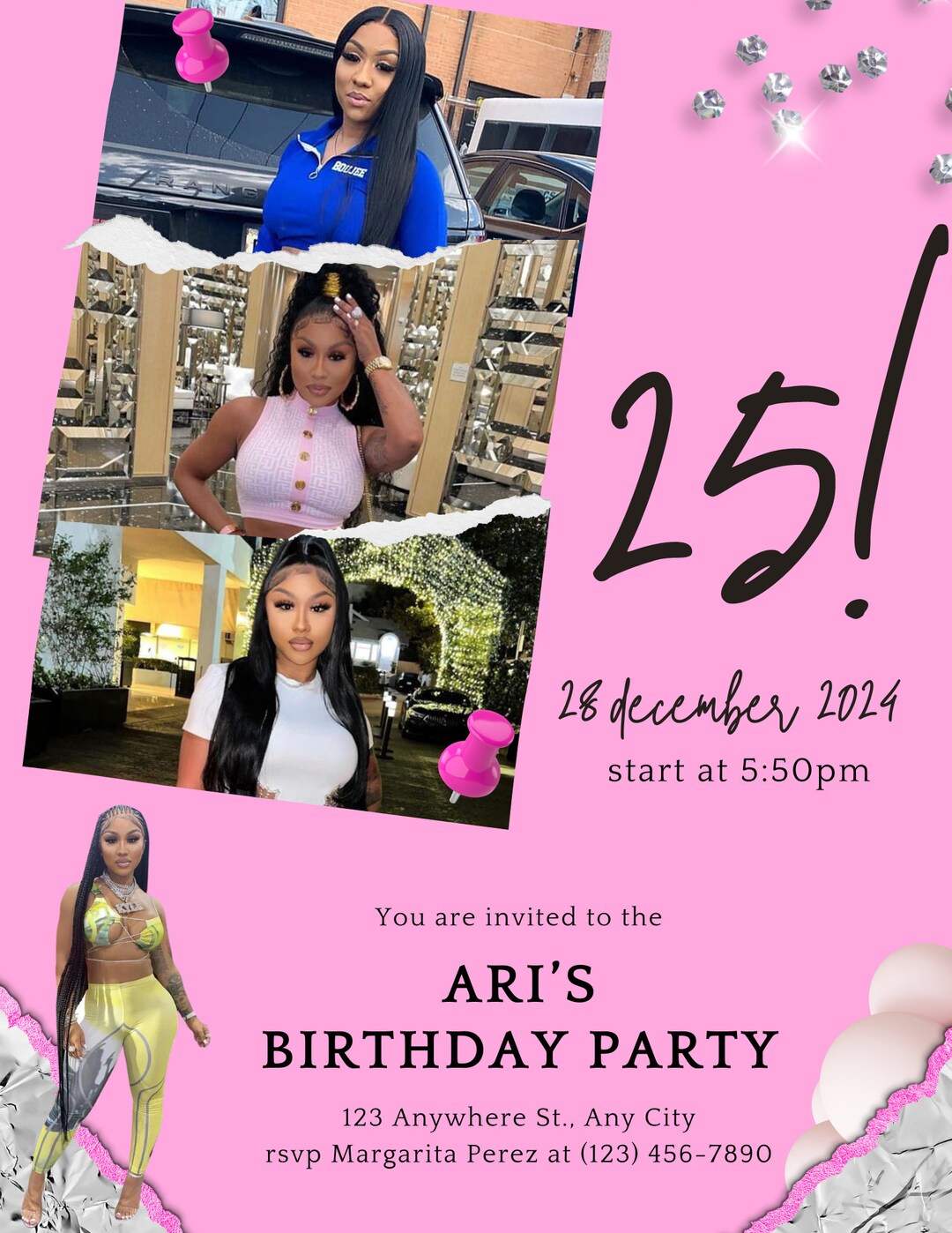 Editable Birthday Invite , Instant Download, Digital Download, Canva ...