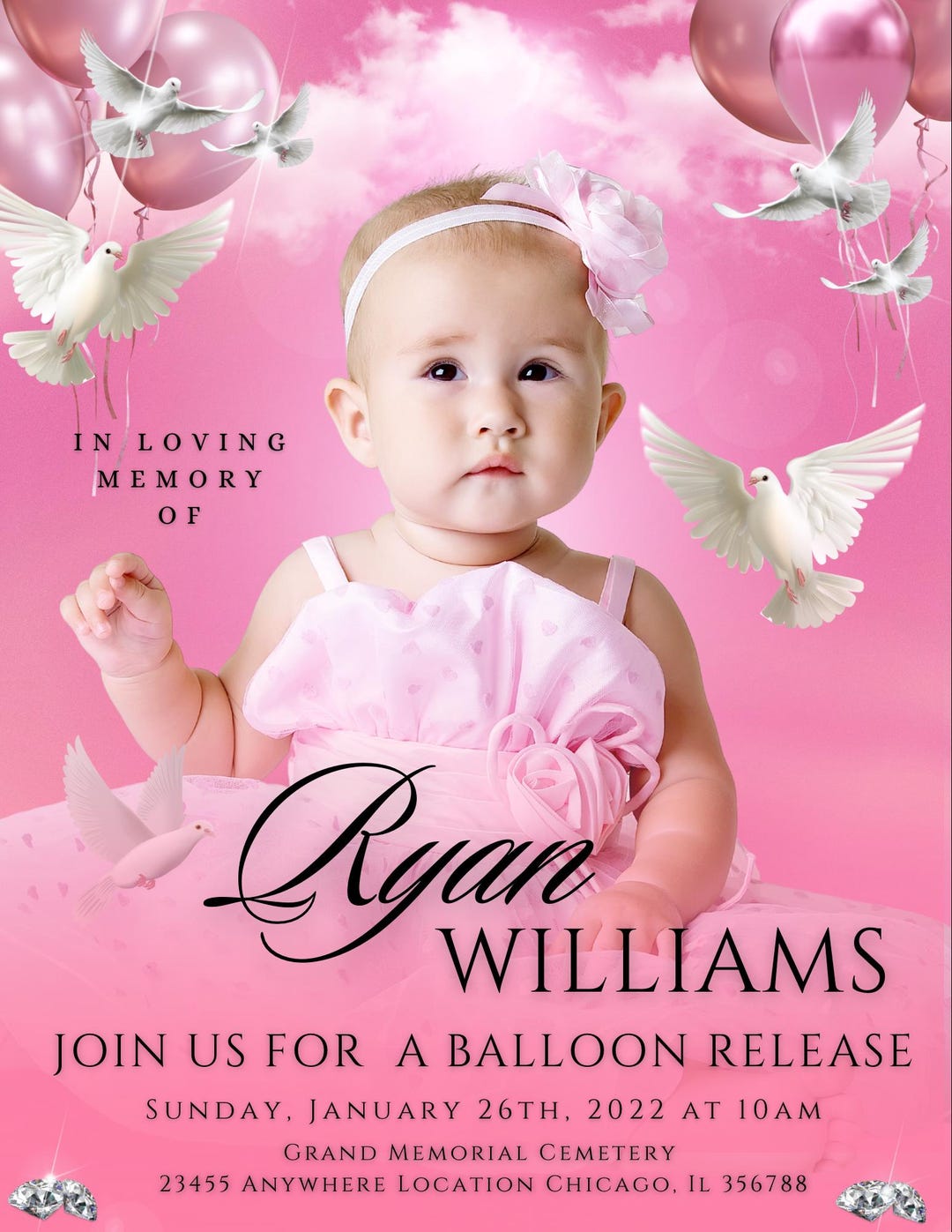 Balloon Release Invitation, Canva Template , Instant Download, Digital ...
