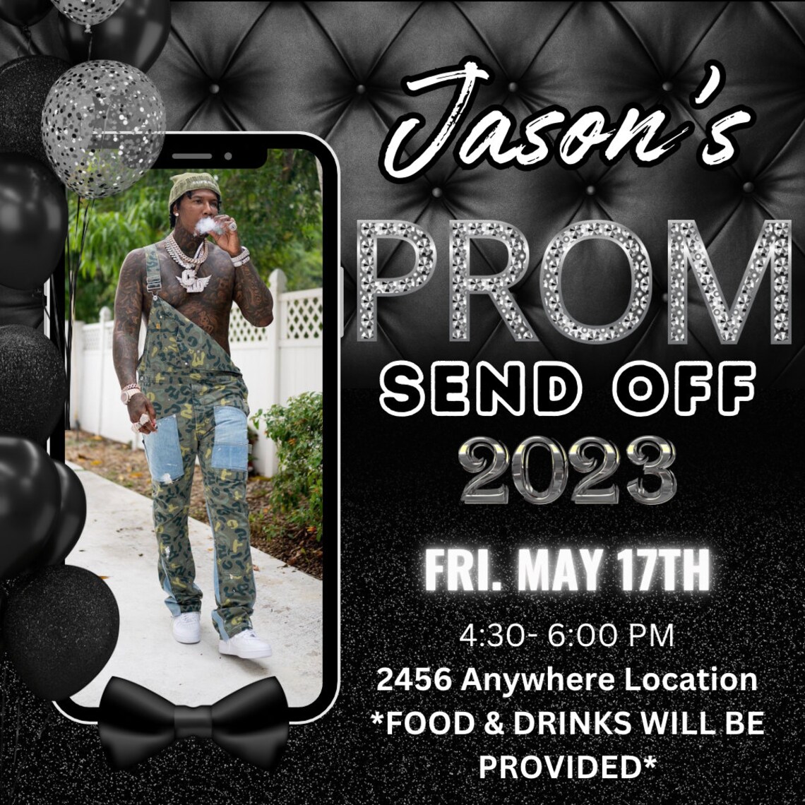 Prom Send off Invitation, Photo Invite Templett, Digital Instant ...
