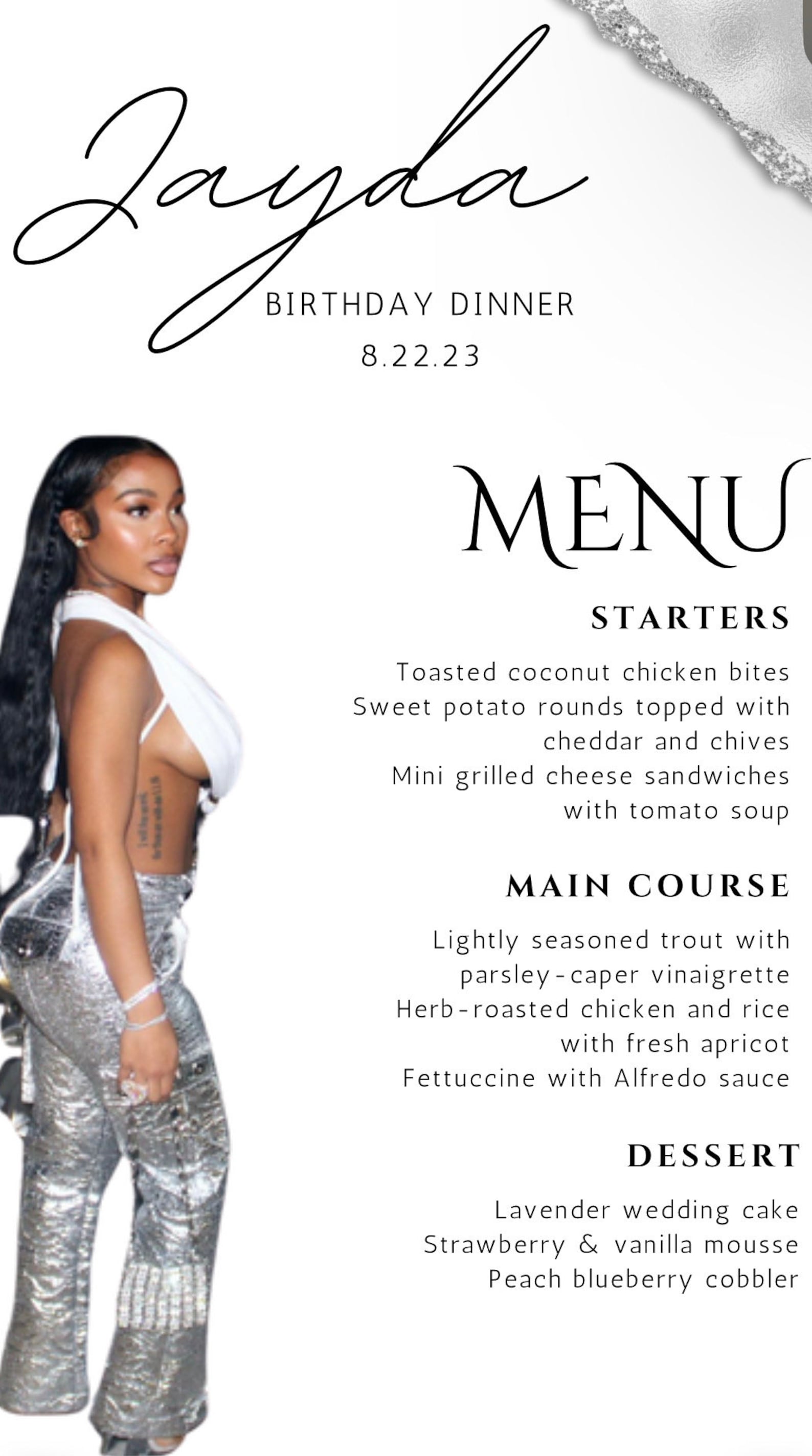 Editable Birthday Menu Card, Canva , White , Digital Download ...