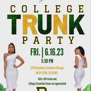 College Trunk Party Invite, Editable, Digital Download - Etsy