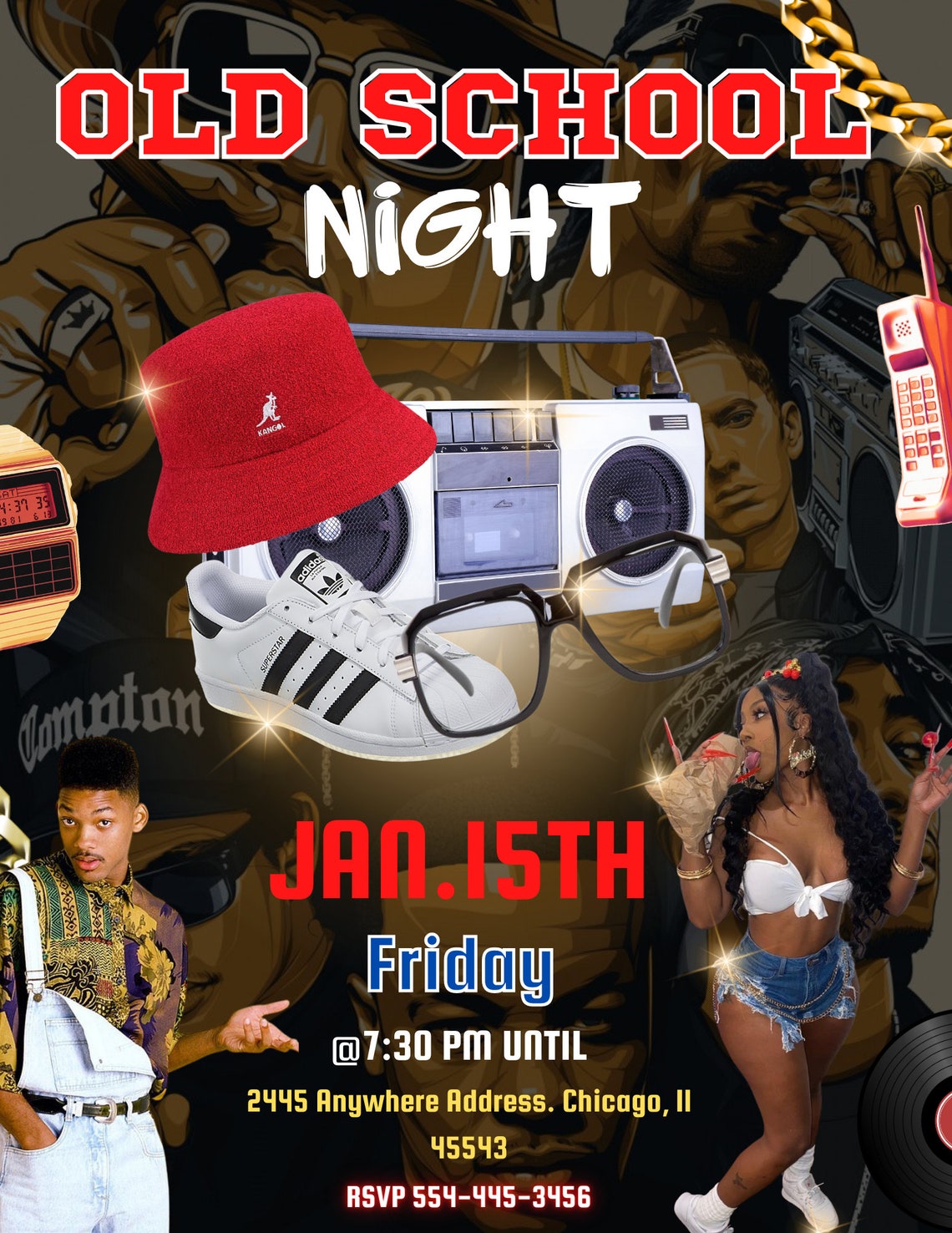 Old School Night Invite , 80’s/ 90's Party Invite,90s Fresh Prince ...