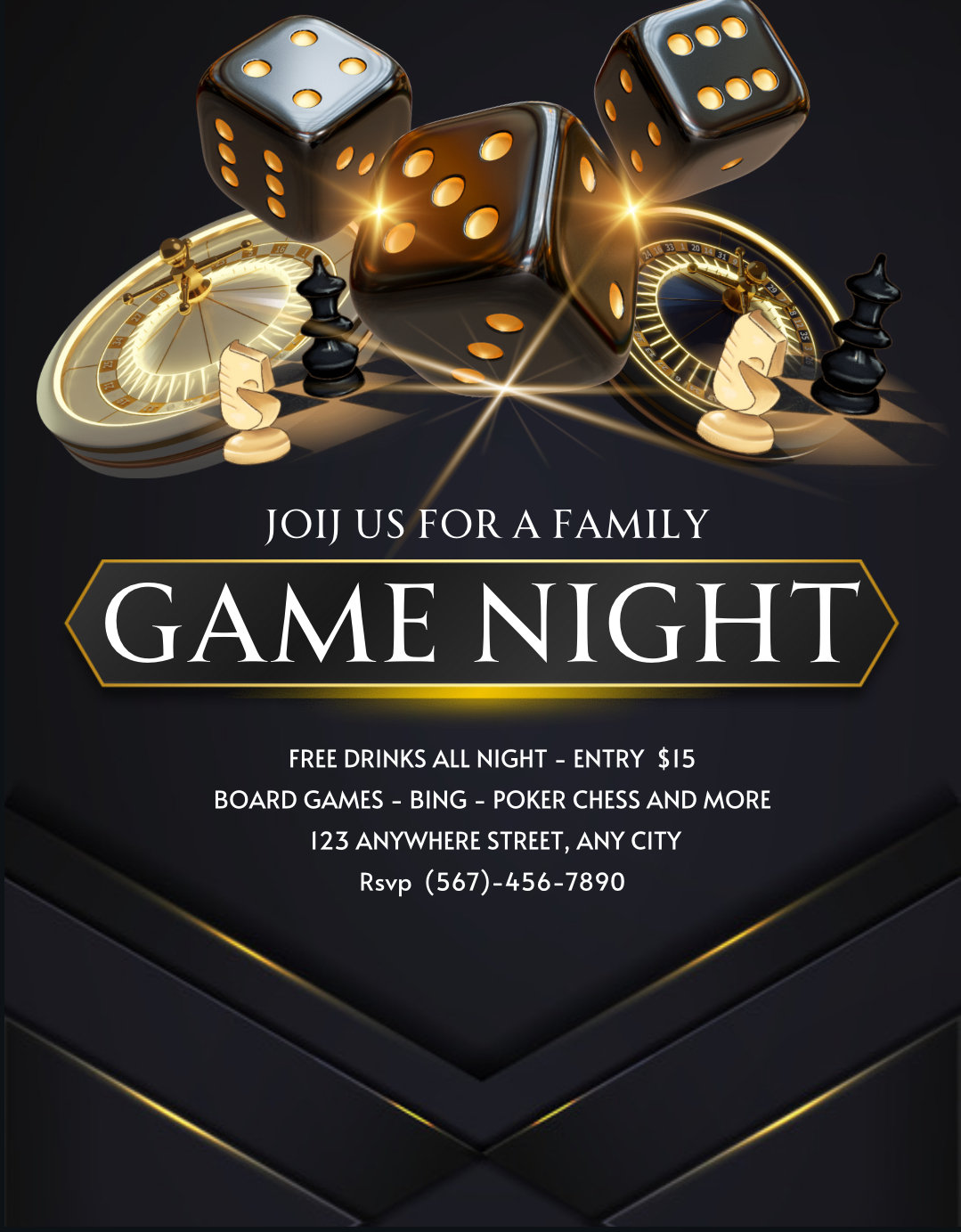 Family Game Night Invite, Canva Template , Instant Download, Digital ...
