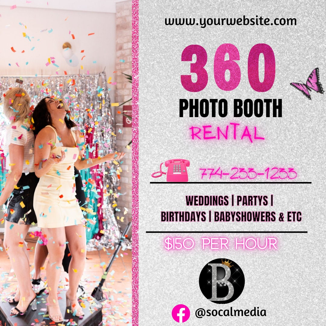 360 Photo Booth, 360 Photo Booth Advertisement, Editable Flyer, Party ...