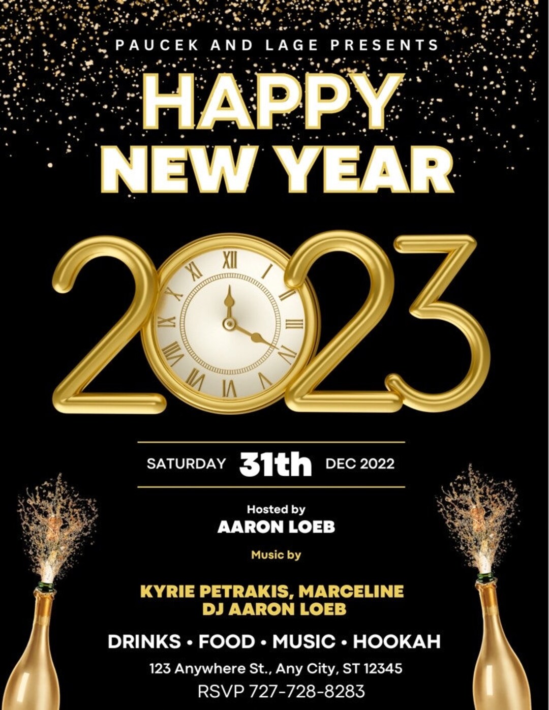 New Years Celebration Flyer, Editable Canva Template Design, Holiday ...