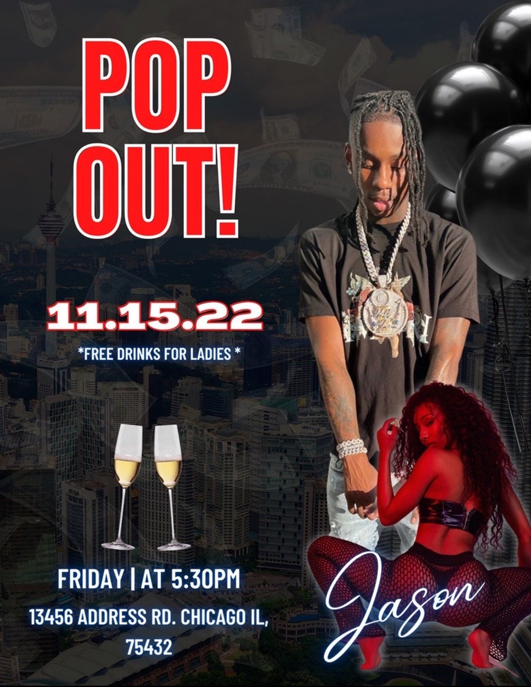 Party Invite, Twerk Contest Party Flyer Social Media Social Flyer,diy ...