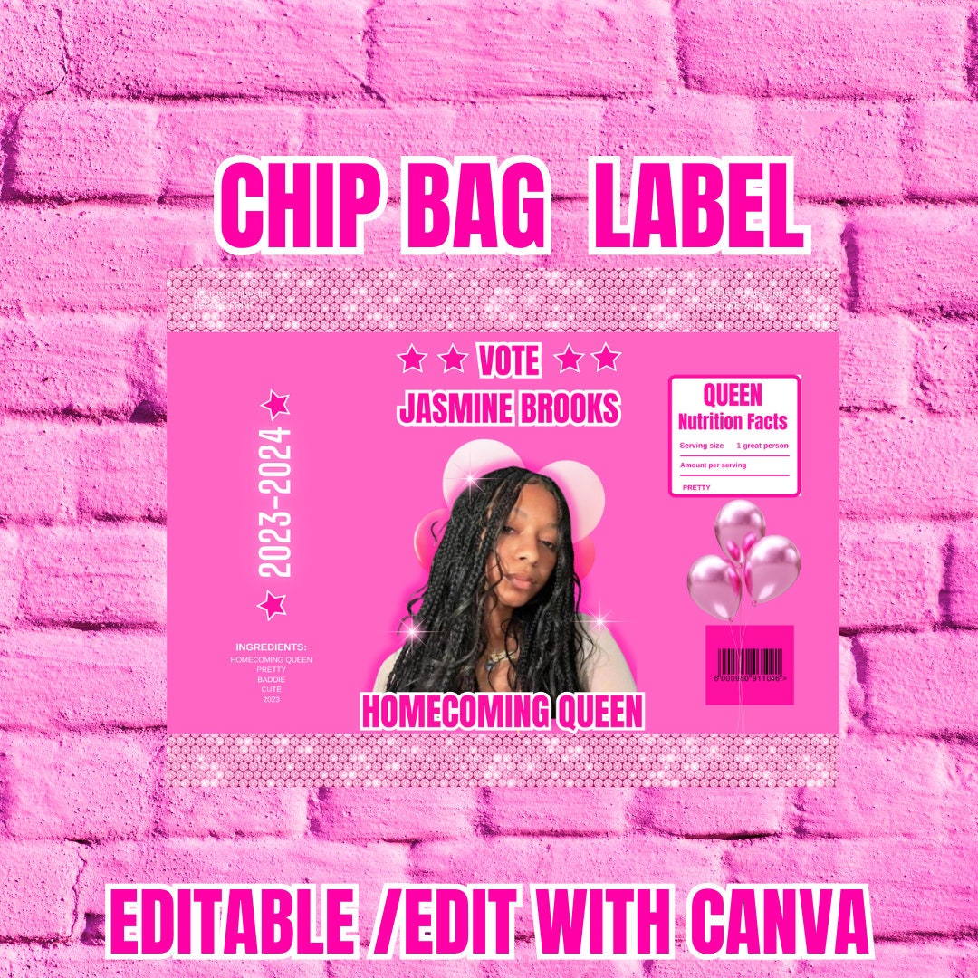 Chip Bag Label , Canva , Editable , Instant Download, Digital Download ...