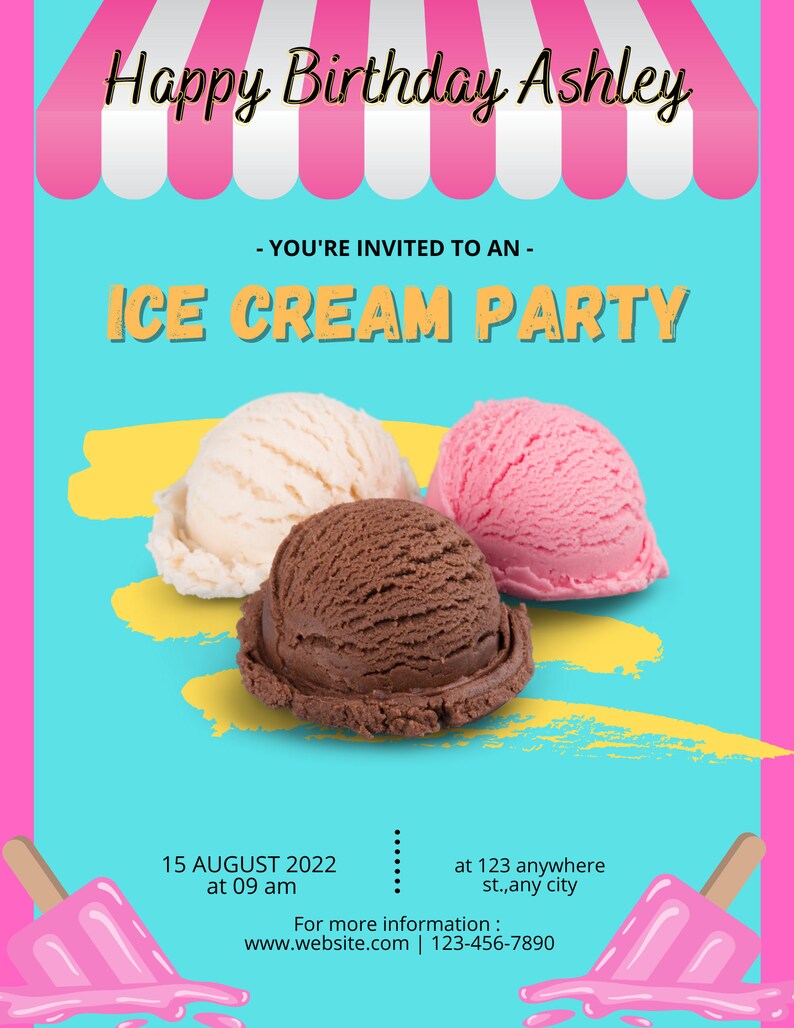 Editable Ice Cream Flyer | Ice Cream Flyer Template | Edit With Canva ...