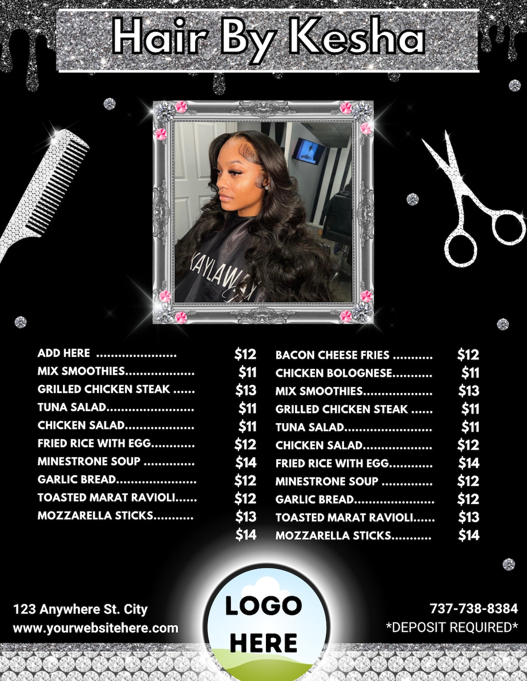 Hair Price Flyer, Template, Hair Price List Flyer, Hair Pricing Flyer ...