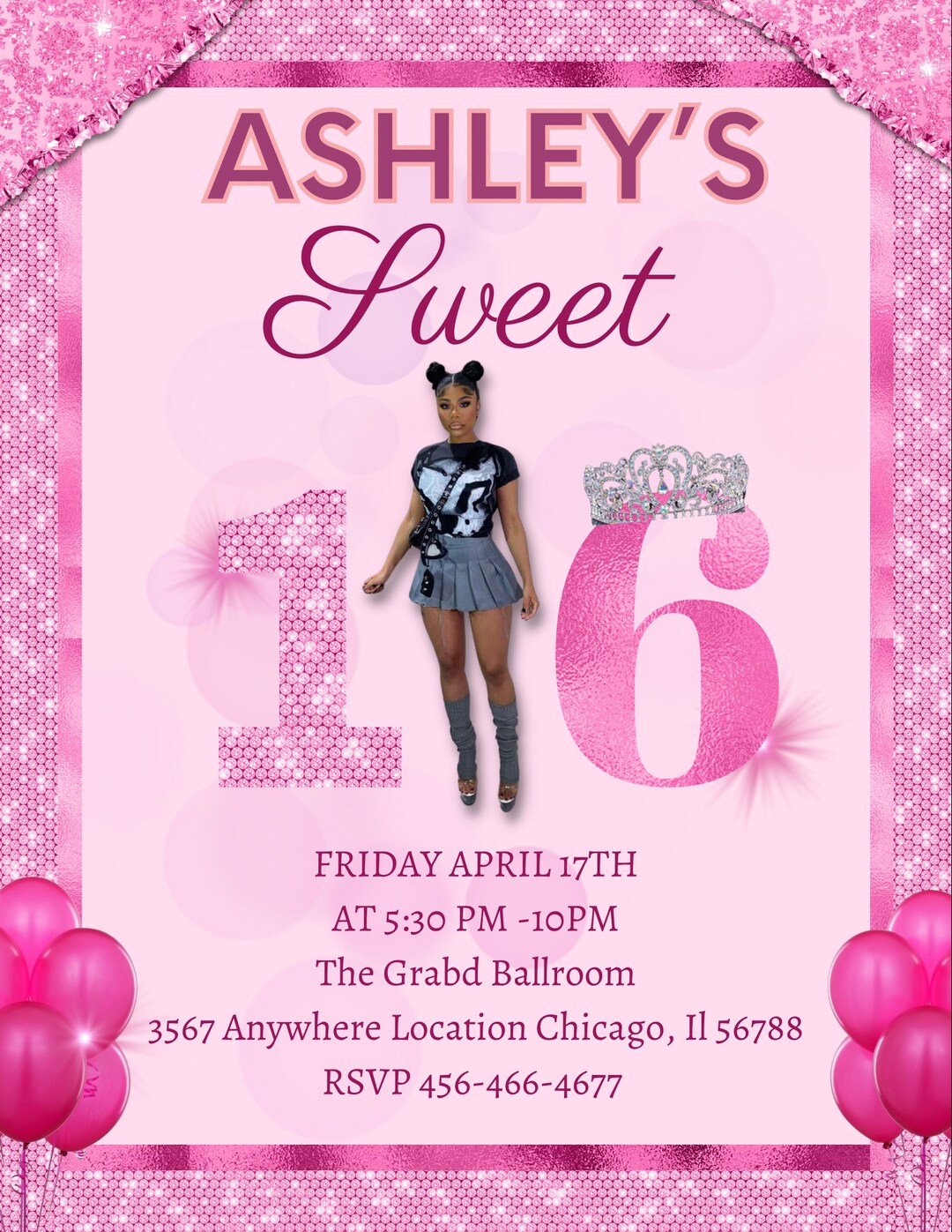 Sweet 16 Birthday Flyer Celebration, Social Media Flyer, Rose Gold ...