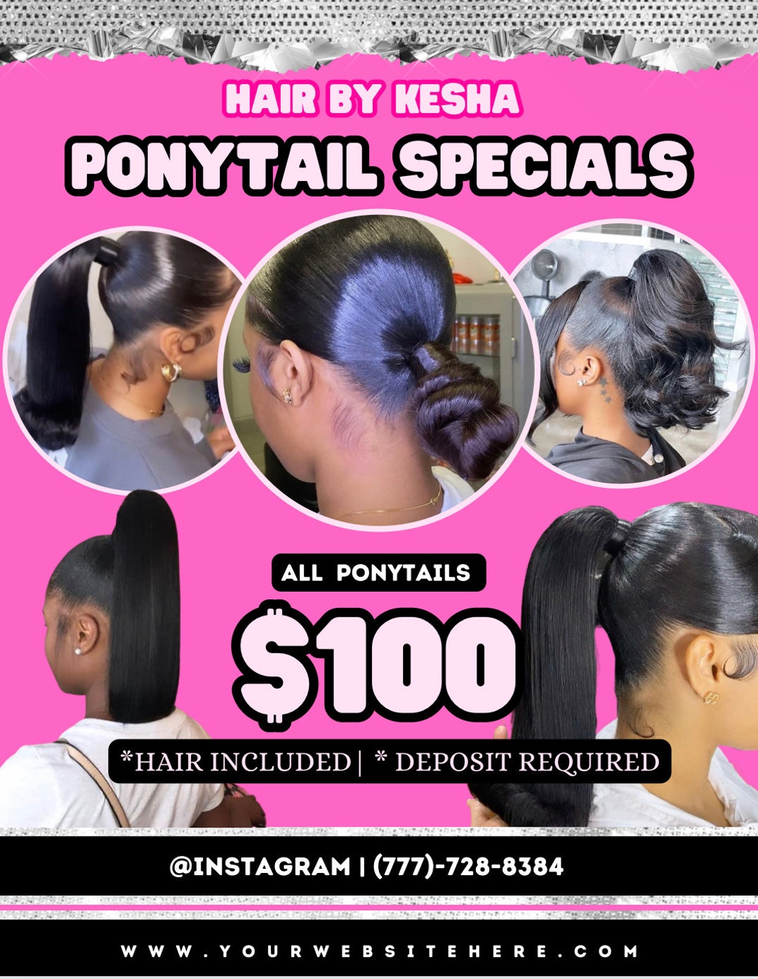 Ponytail Specials Canva Template, Editable, Book Now , Digital Download ...