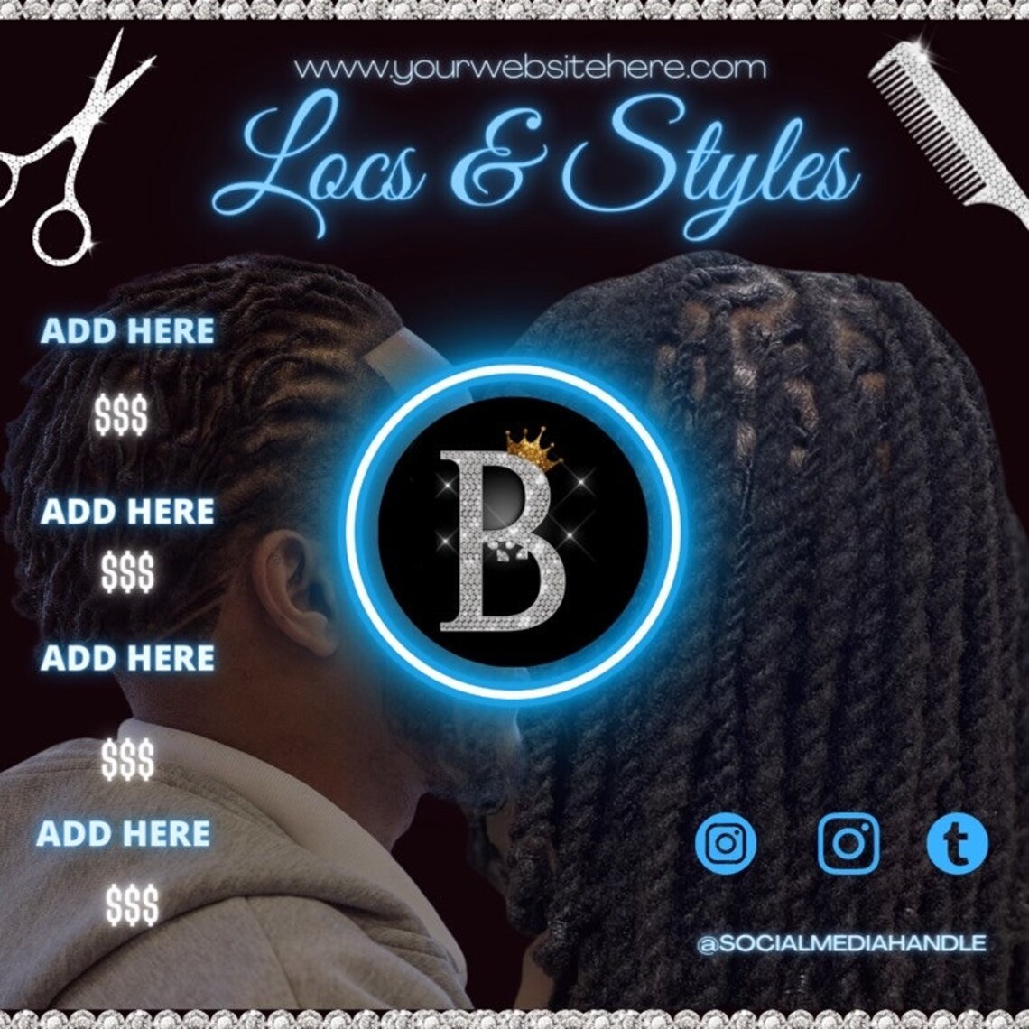 Locs & Styles Flyer social Media Dread Locks Flyer hair - Etsy