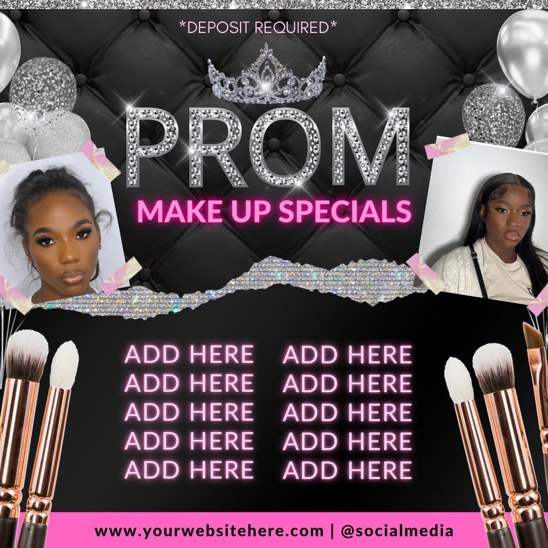 Prom Flyer, PROM Social Media Flyer, Make up Bookings , Book Now - Etsy