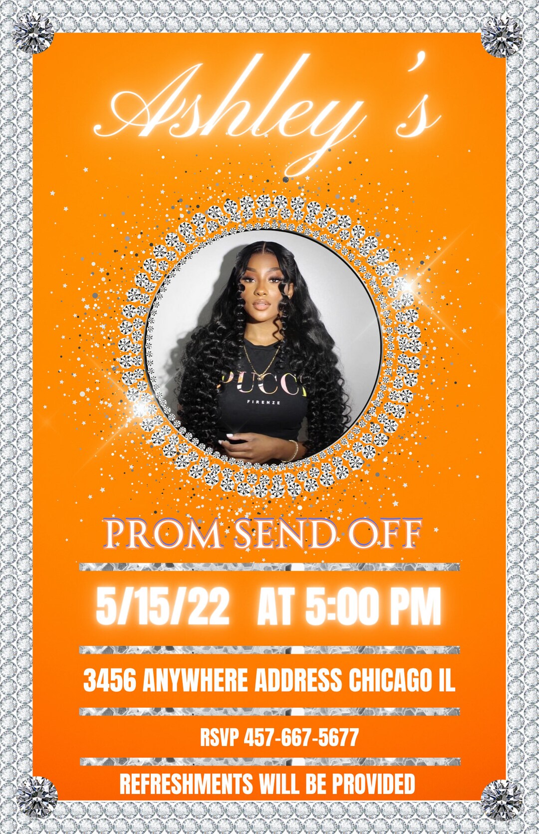 Prom Send off , Editable , Prom , Canva , Invite , Invitation , Orange ...