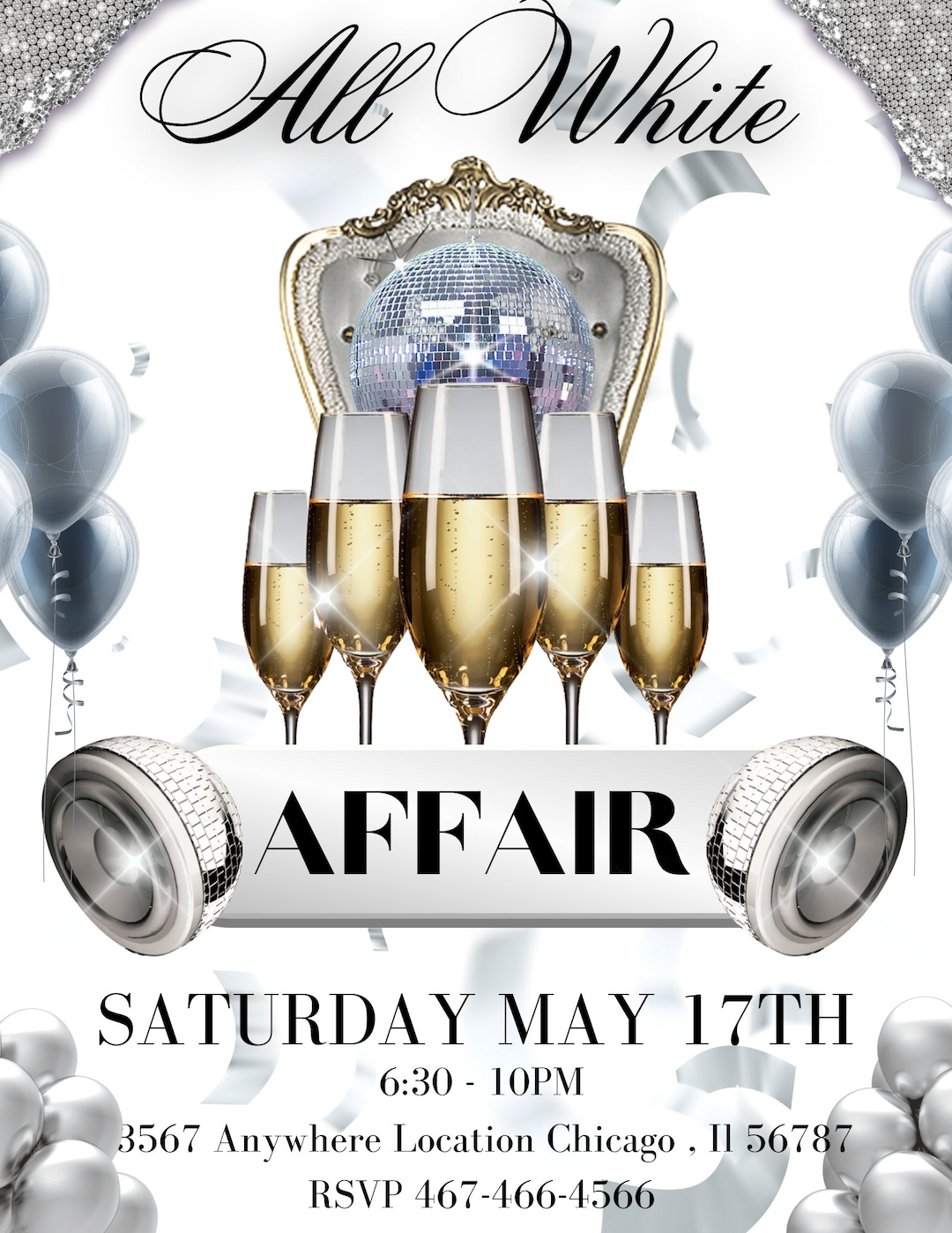 All White Party Flyer, Celebration, Social Media Flyer, Club Birthday ...