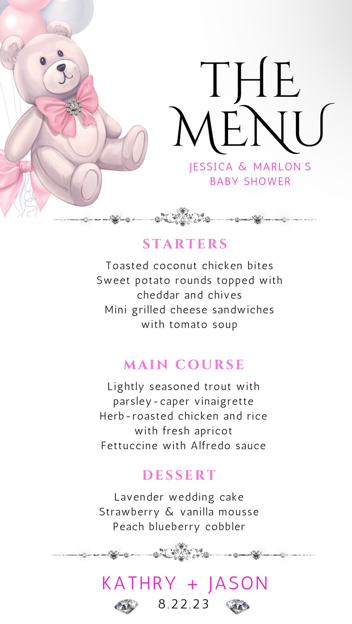 Editable Baby Boy Baby Shower Menu Card Digital Download - Etsy