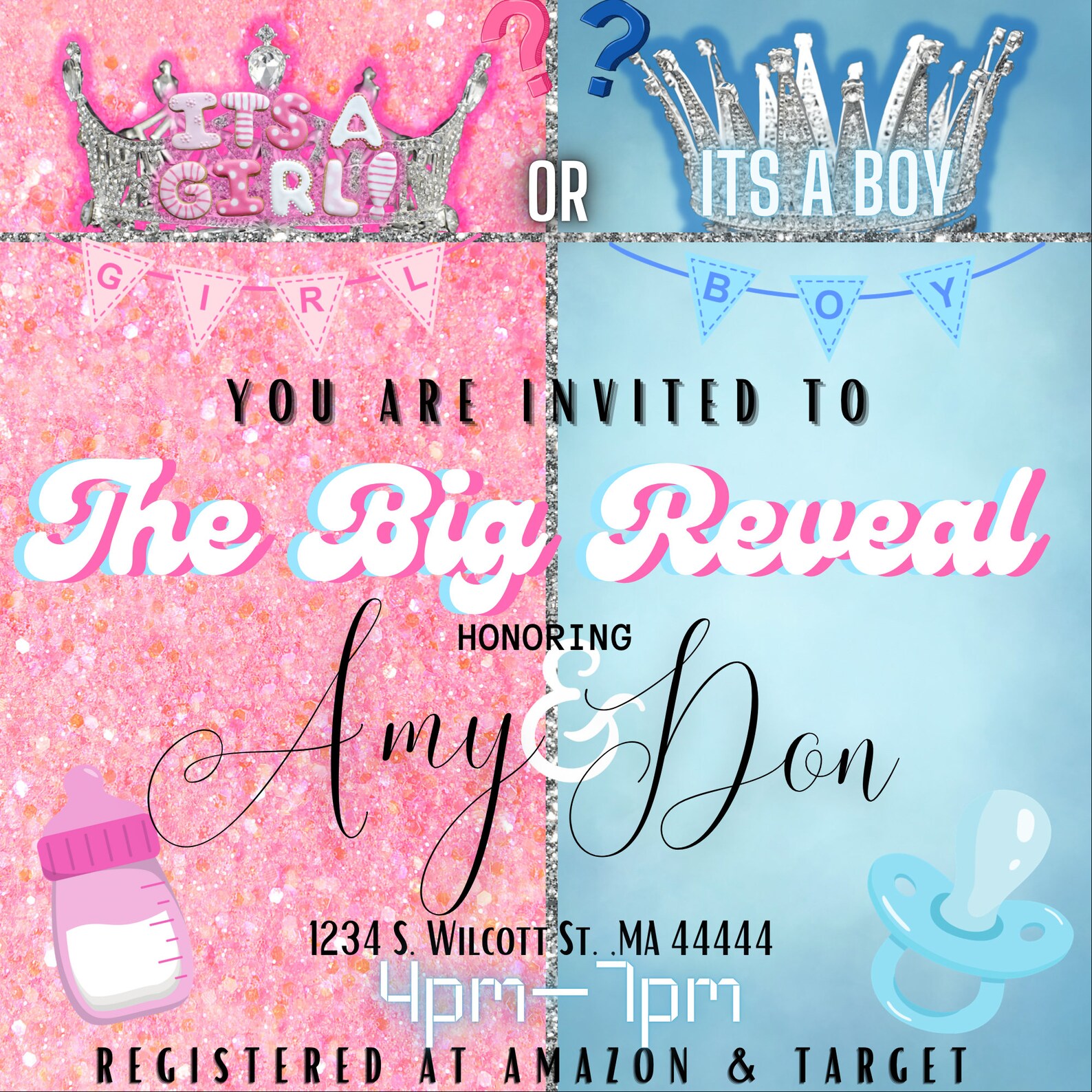 Gender Reveal Canva Flyer Girl or Boy | Etsy