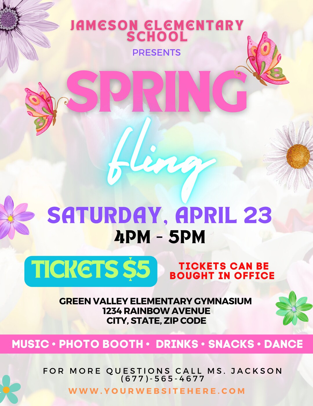 Spring Fling Event Invite , Invitation , Spring , Editble , Canva ...