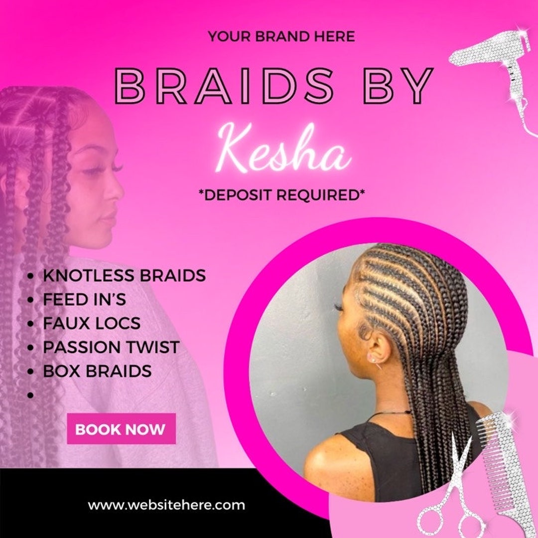 Braid Specials,knotless Braid Flyer, Editable Flyer, Instagram Flyer ...