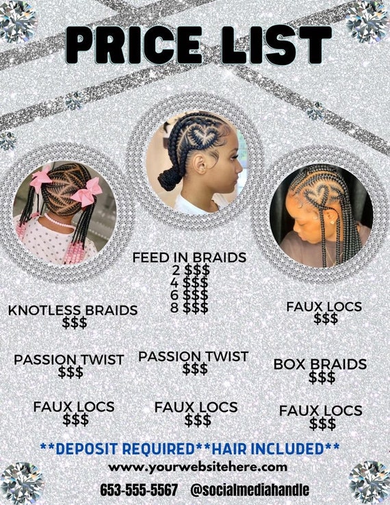 Price List Flyer Social Media Flyer Hair Pricelist Template - Etsy