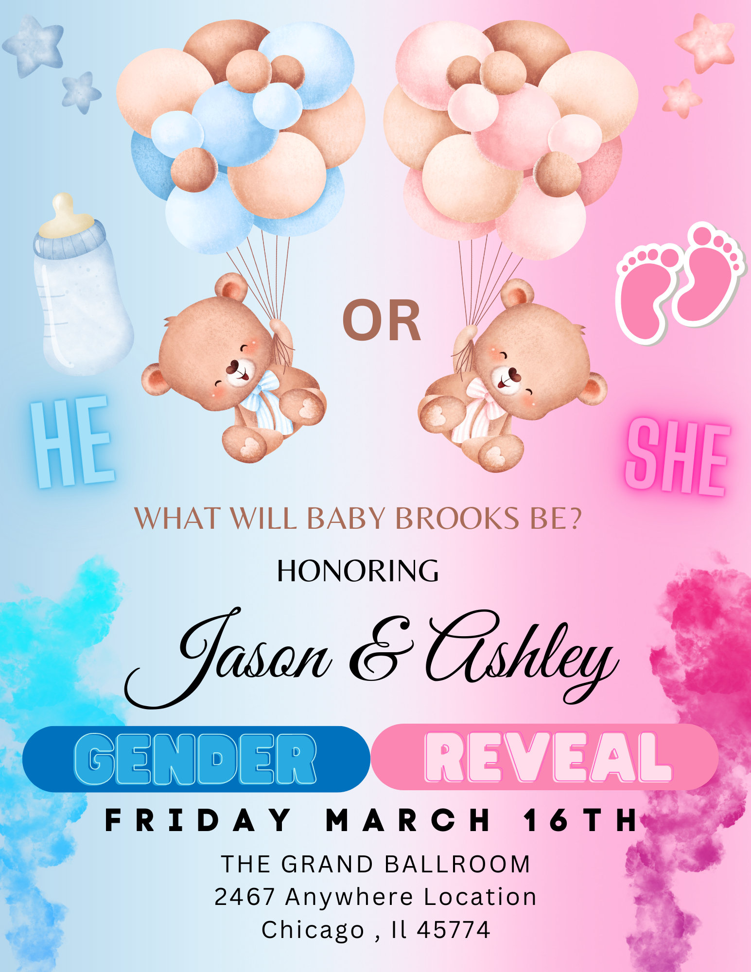 Gender Reveal Canva Flyer Girl or Boy - Etsy