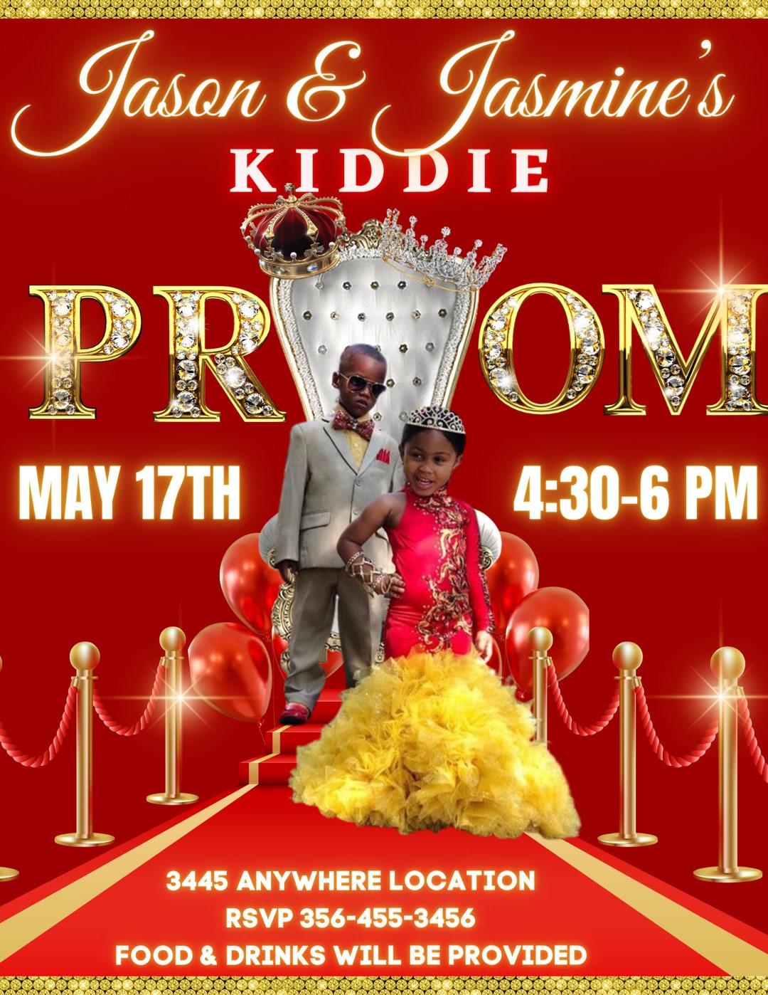 Kiddie Prom Send off Invitation, Photo Invite Template, Digital Instant ...