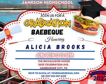 Graduation Backyard Barbecue BBQ Party Cookout Invitationedit | Etsy