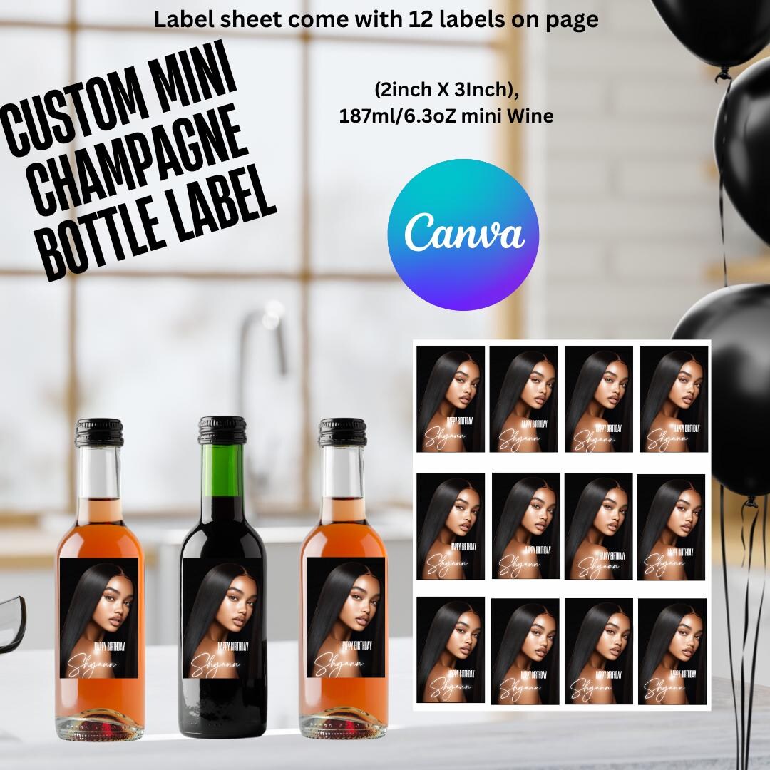 187ml Wine Label Template, Mini Wine Bottle Label,happy Birthday ...