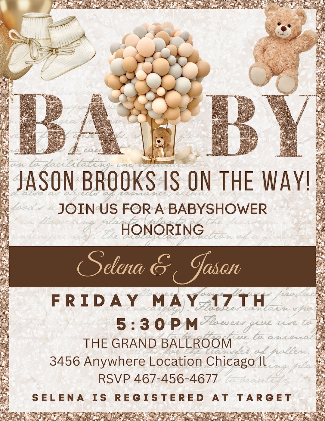 Baby Shower Boy Invitation, Brow Invitation for Baby Shower, Nvitation ...