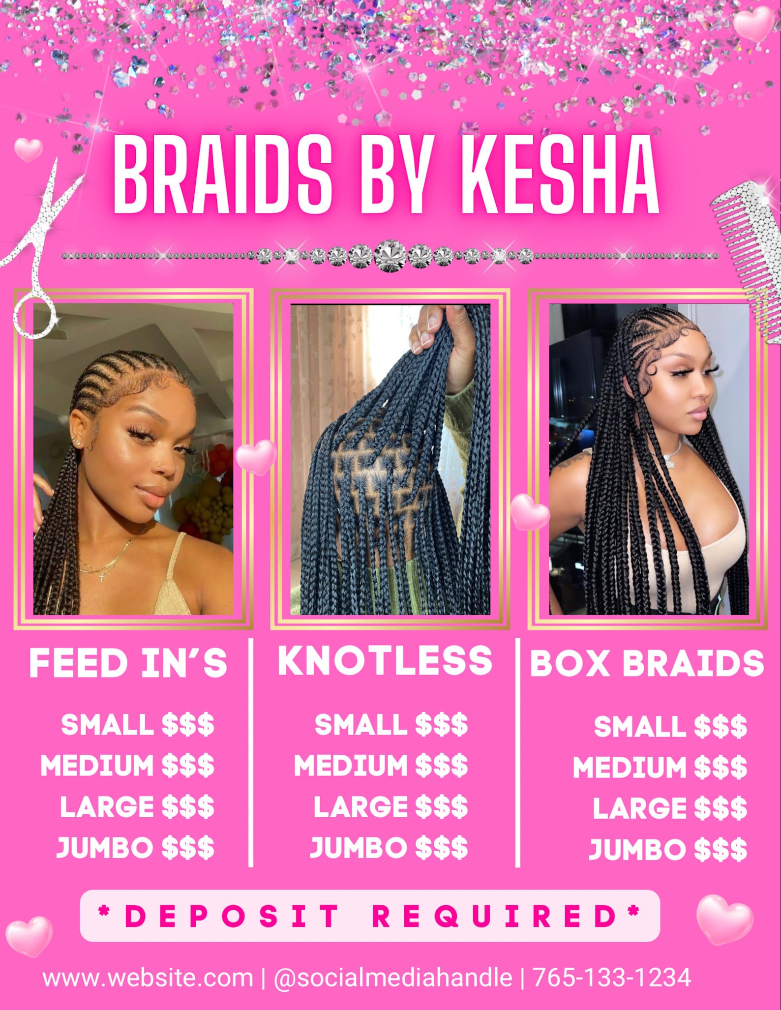 Braid Specials,knotless Braid Flyer, Editable Flyer, Instagram Flyer ...