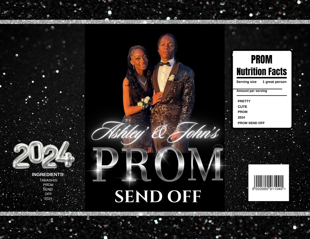 Prom Send off Chip Bag , Black, Canva, Editable , Digital Download ...
