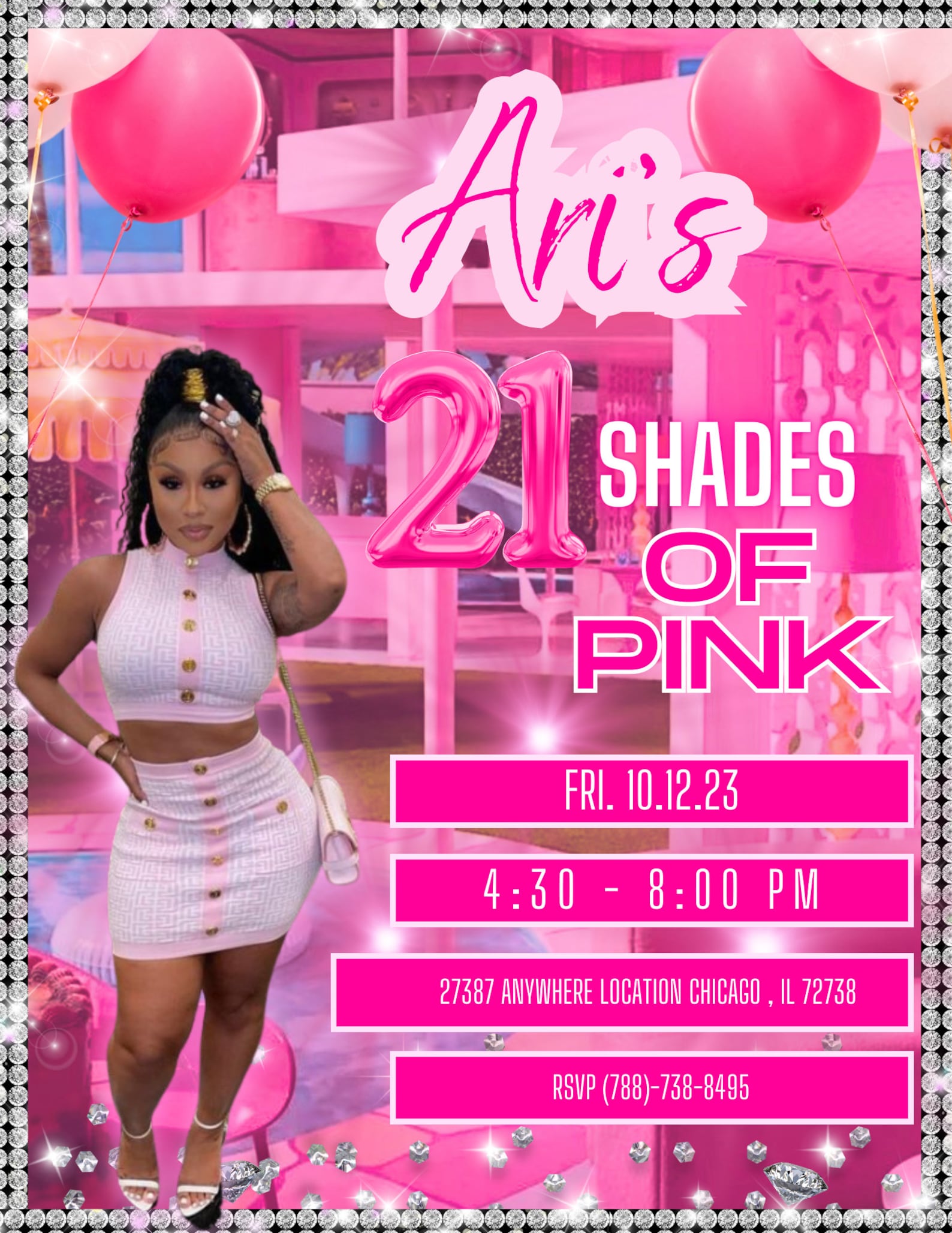 Shades of Pink Birthday Invitation , Editable , Instant Download, Canva ...