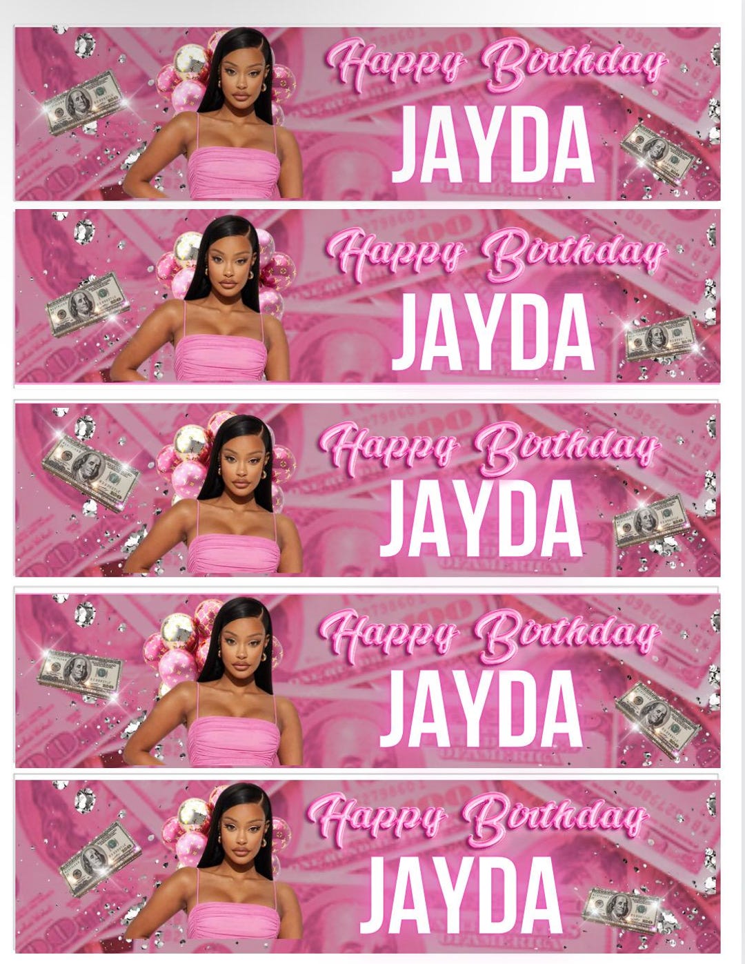 Happy Birthday Pink Water Bottle Label , Digital Download, Printable ...