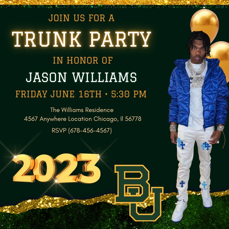 Trunk Party Invite , Editable , Digital Download, Graduate - Etsy