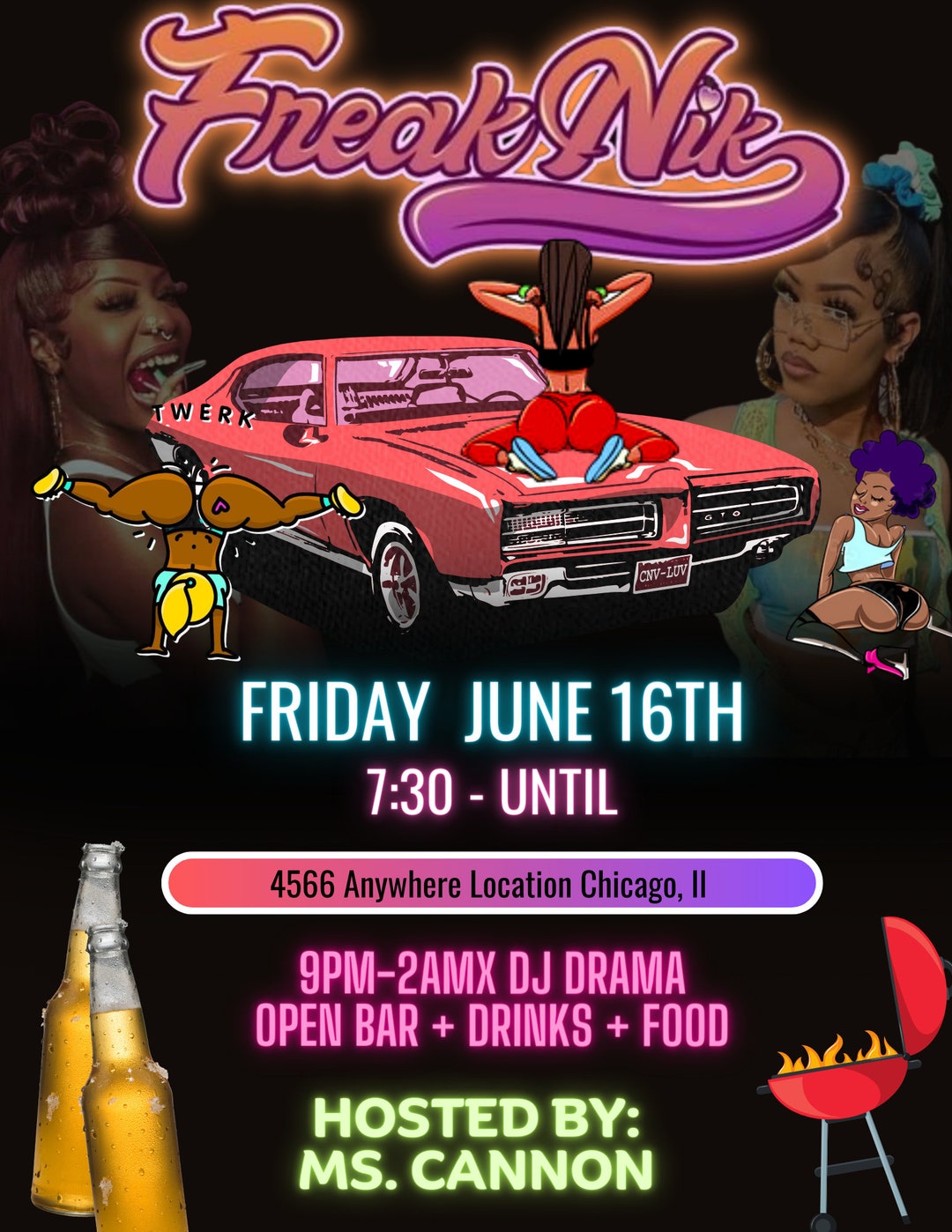 Freaknik Party Invite, Digital Download, Editable, Canva - Etsy