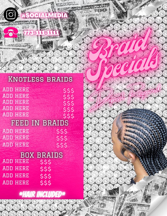 Braid Specialsknotless Braid Flyer Editable Flyer Instagram | Etsy