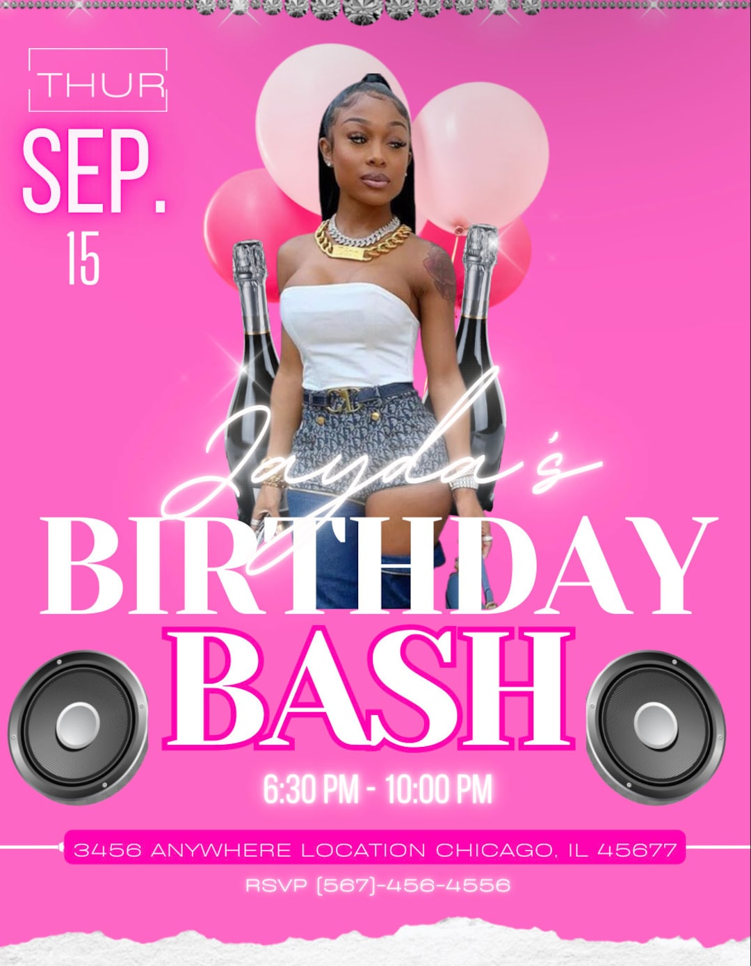 Editable Birthday Invite , Canva Template, Digital Download, Pink - Etsy