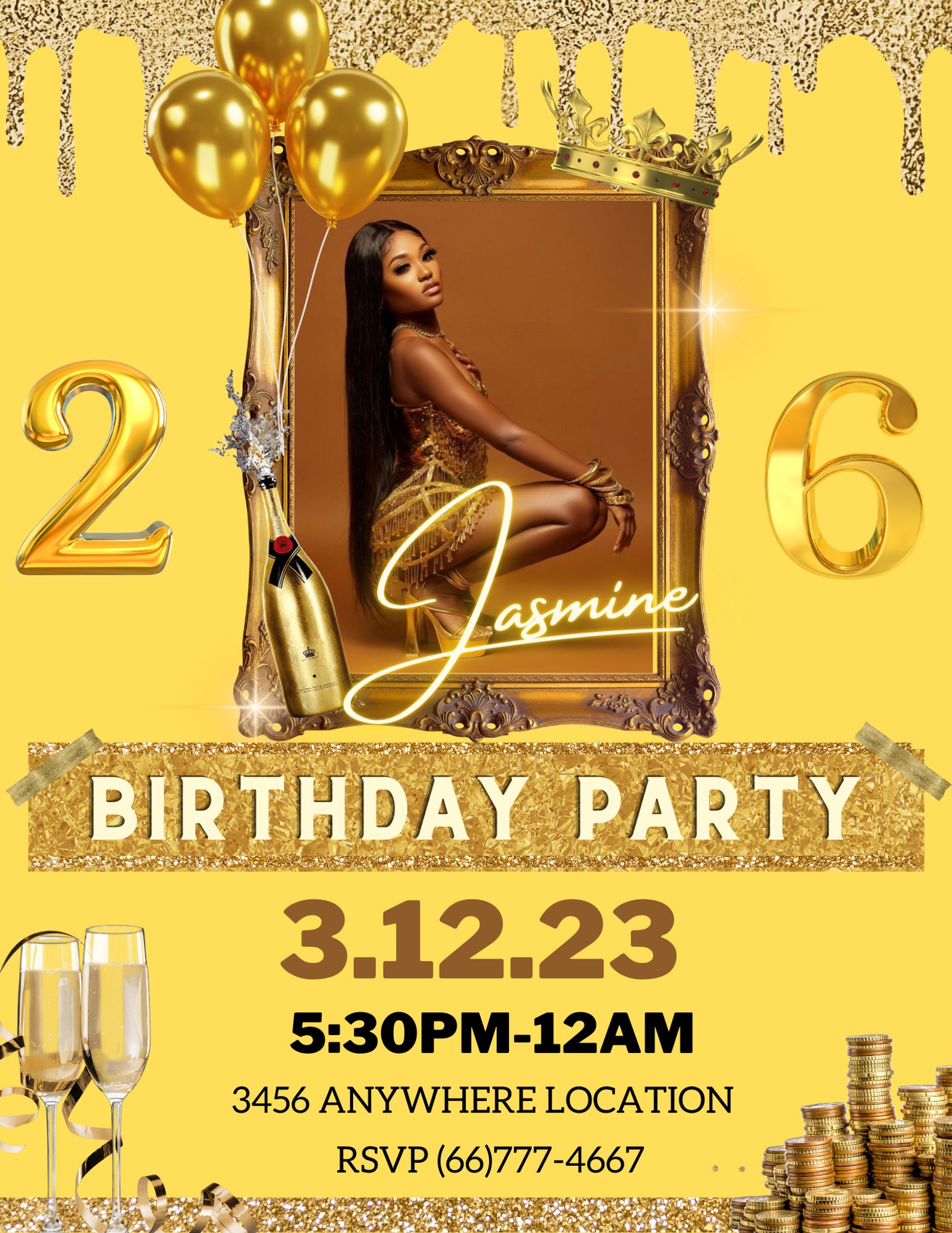 Birthday Bash Invite Canva Template Birthday Party Flyer - Etsy