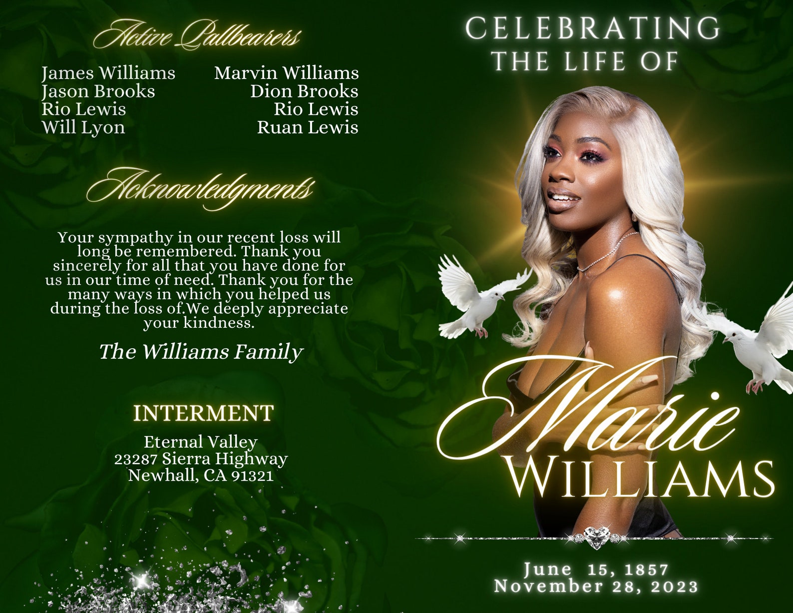 4 Page Funeral Program Book Design Obituary Book Instant Download ...