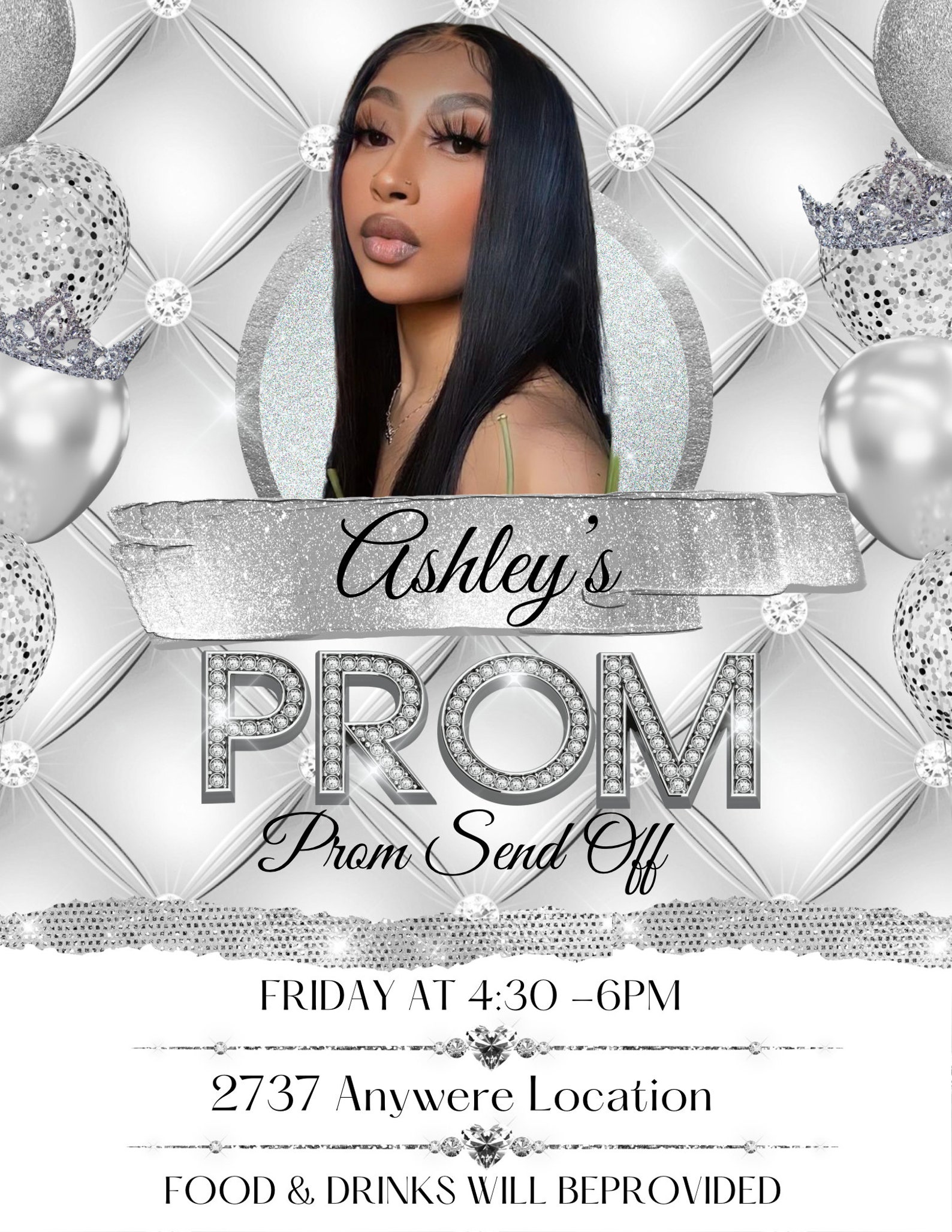 White Prom Flyer PROM Social Media Flyer Edit With Canva - Etsy