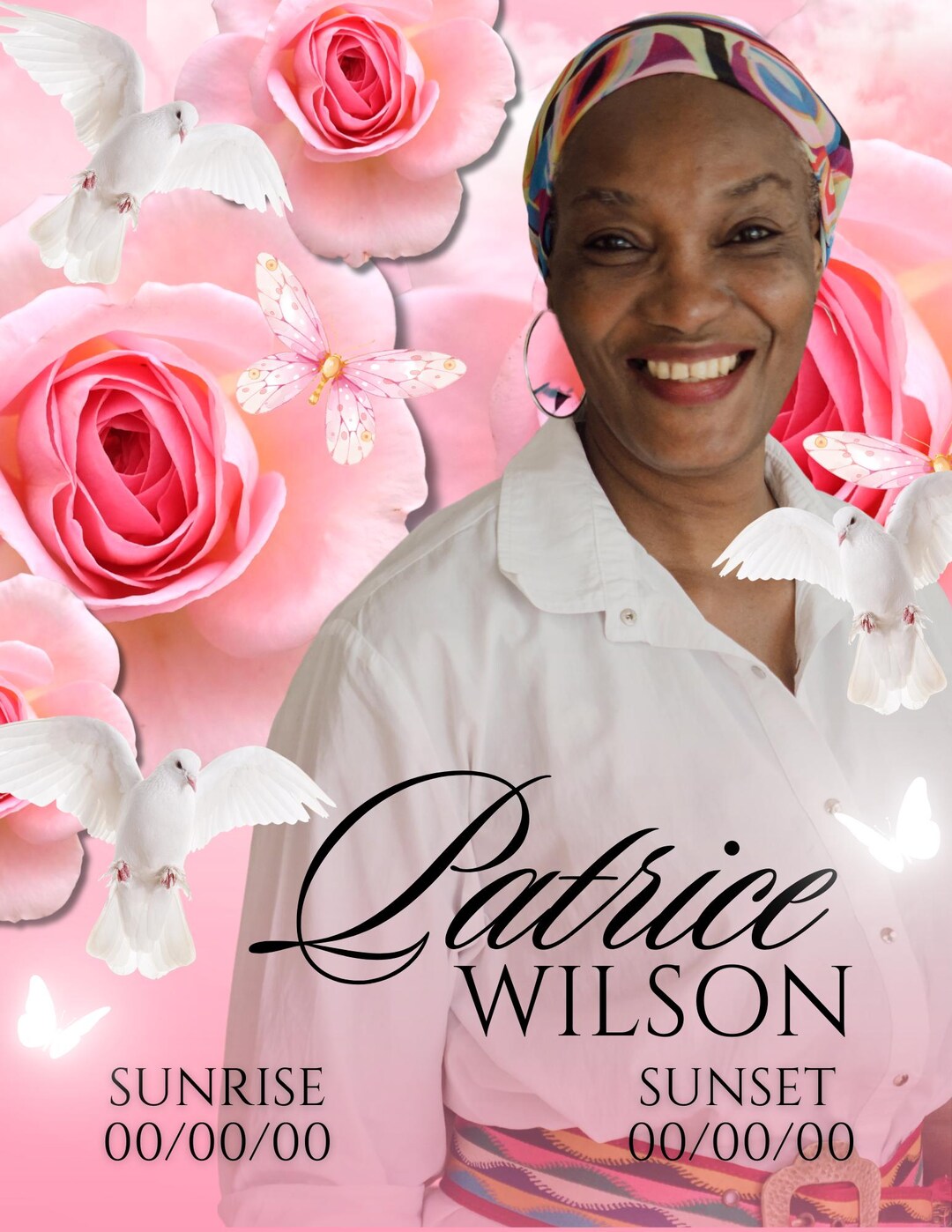 In Loving Memory Flyer , Edit With Canva , Digital Download, Pink ...