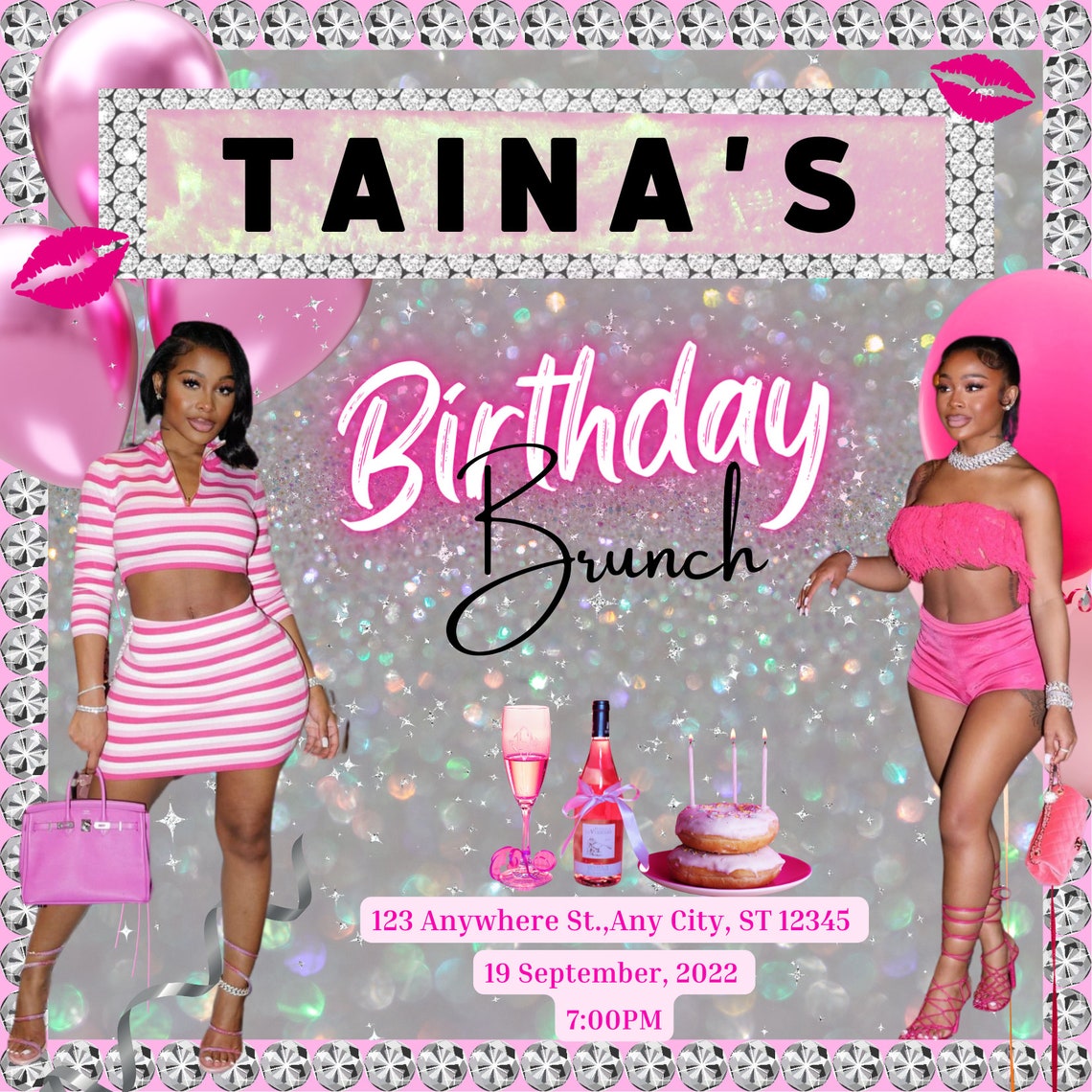 Editable Birthday Flyer Celebration Social Media Flyer Pink | Etsy