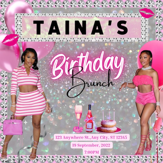 Editable Birthday Flyer Celebration Social Media Flyer Pink | Etsy