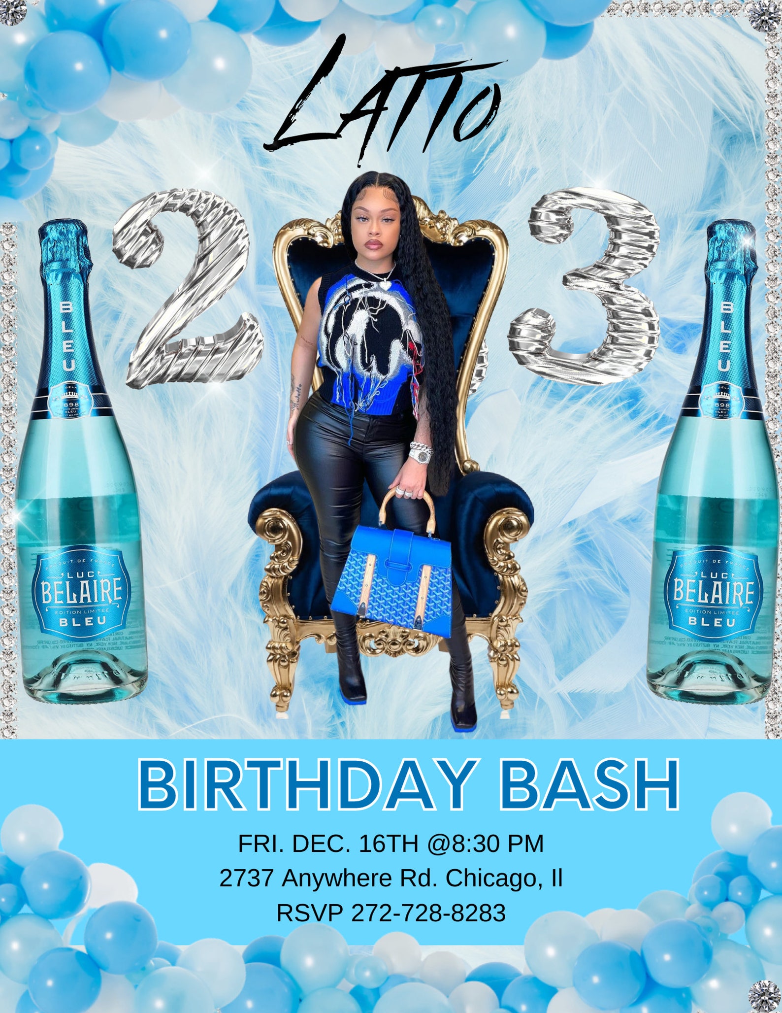 Editable Birthday Flyer Celebration Social Media Flyer Blue - Etsy